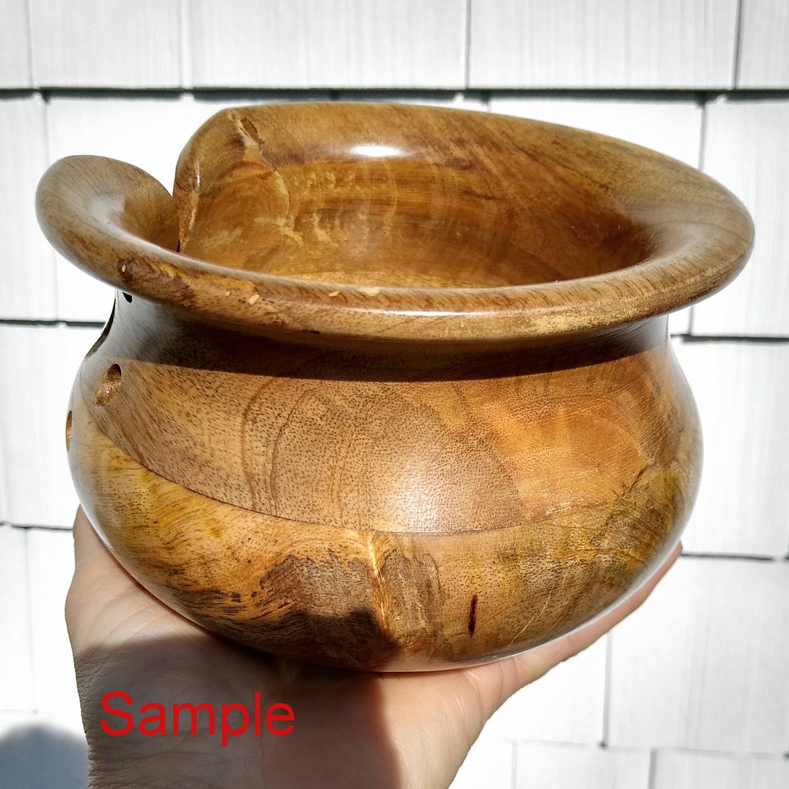 Mango Wood Yarn Bowl. Small Susan Bates Yarn Holder With Swirl and 3 ...