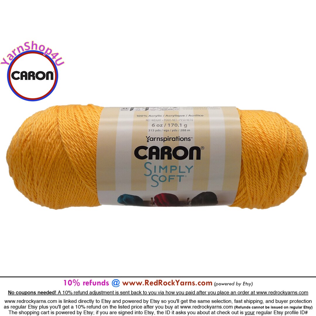 SUNSHINE Caron Simply Soft 6oz / 315yds 170g / 288m 100% Acrylic yarn ...
