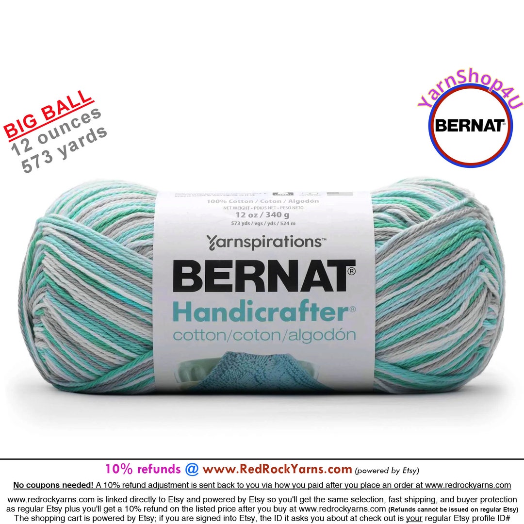 QUIET SEA - 12oz | 573 Yards! Bernat Handicrafter Big Ball 100% Cotton ...