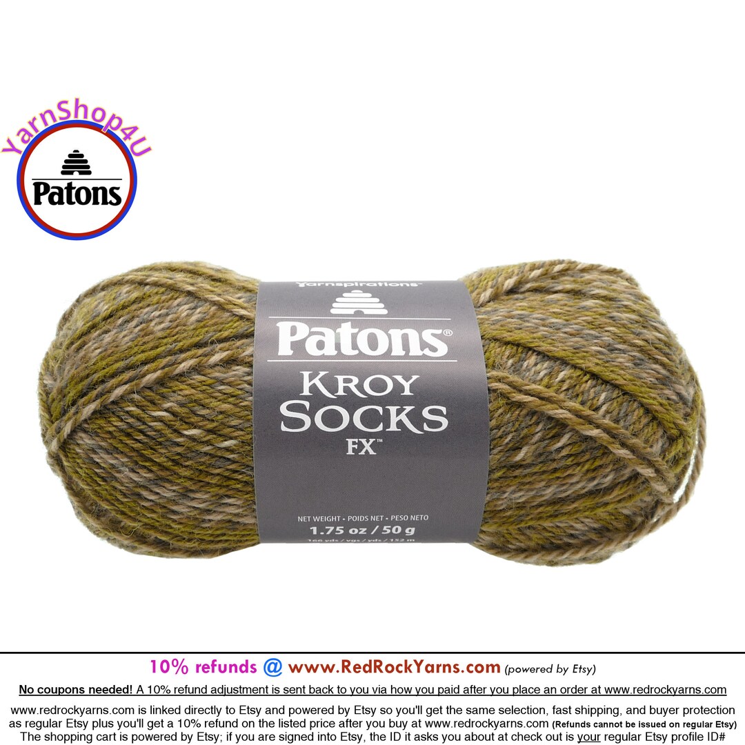 MOSSY COLORS - Patons Kroy Socks FX Yarn is 1.75oz | 166yds Super Fine ...