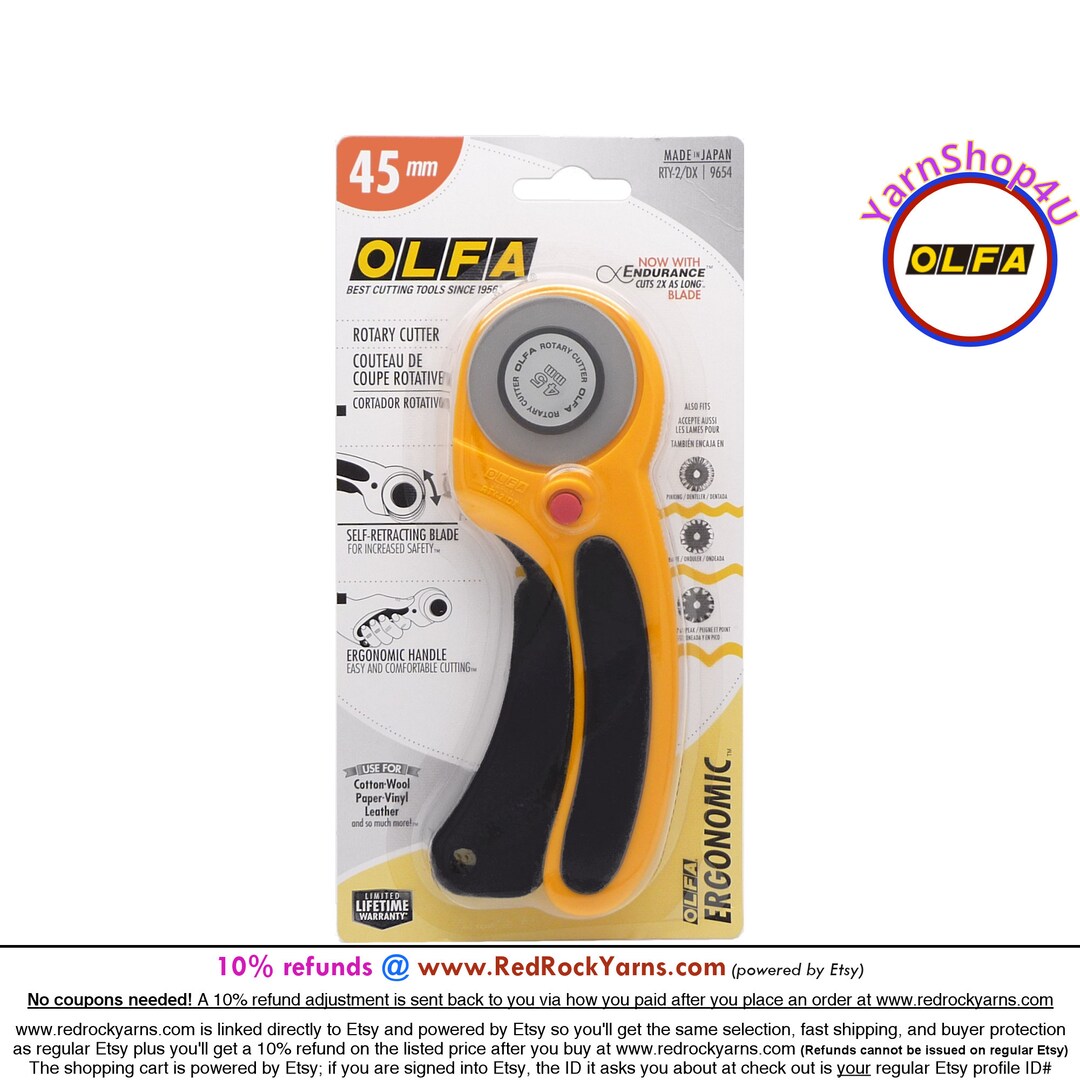 45mm OLFA Deluxe Rotary Cutter Ergonomic Handle W/ Endurance Blade 10% ...