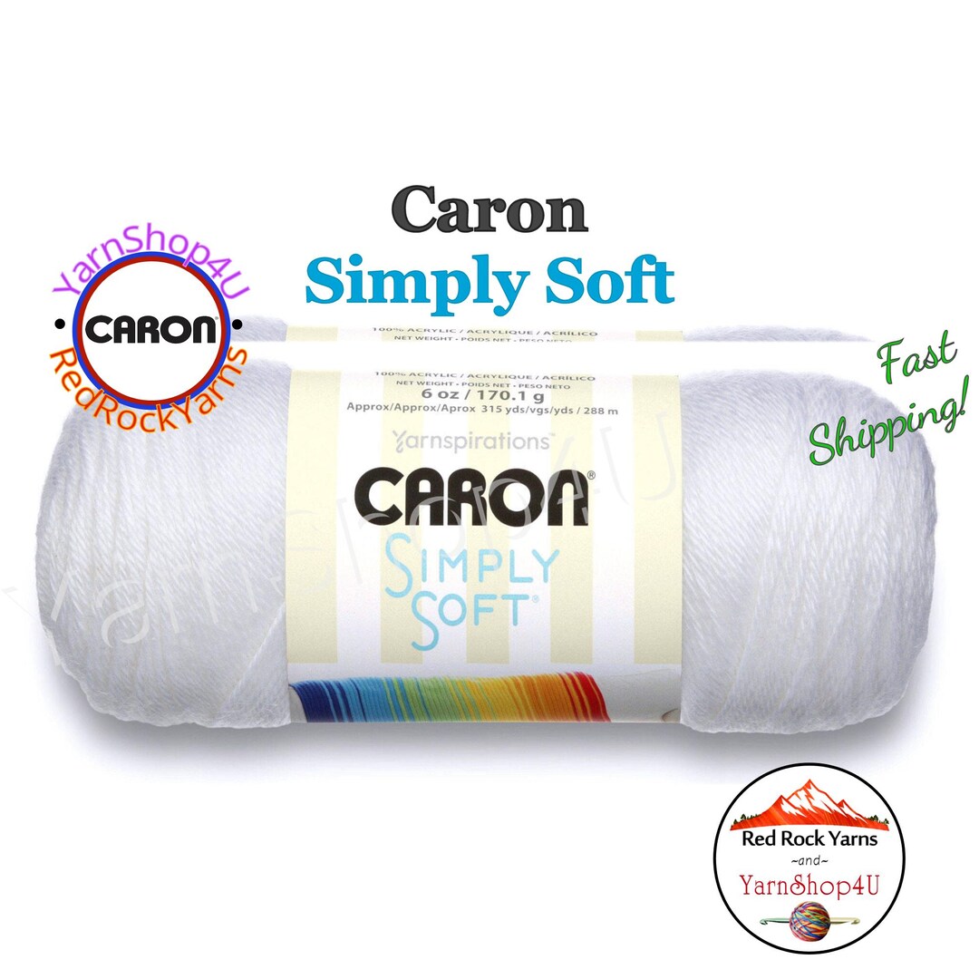WHITE - Caron Simply Soft 6oz / 315yds (170g / 288m) 100% Acrylic Yarn ...