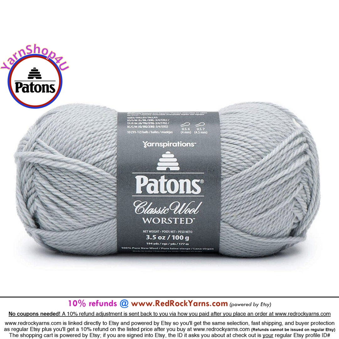 COOL GRAY Patons Classic Wool Worsted Yarn Medium Weight 4. 100% Wool ...