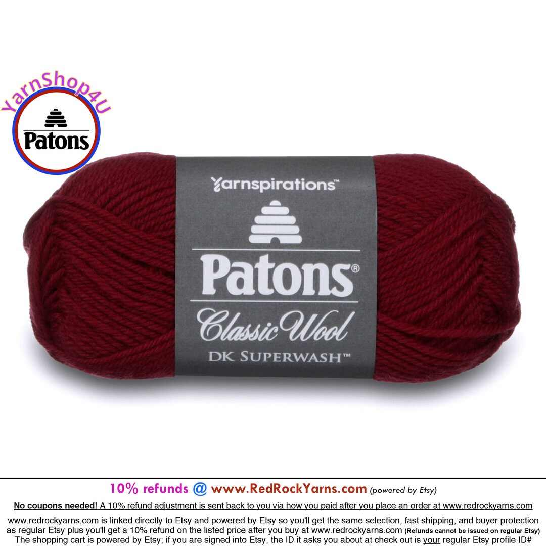CLARET DK Weight thin Patons Classic Wool. Superwash Yarn. - Etsy