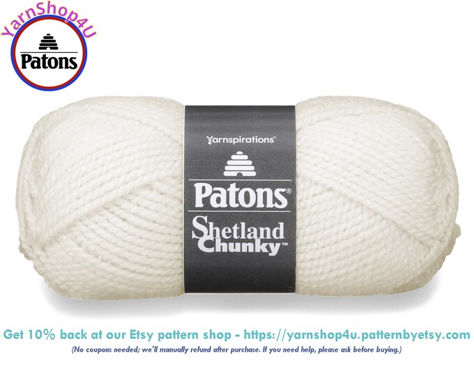 WHITE Patons Shetland Chunky Yarn. Bulky Weight 3.5oz 148yds. A Soft ...