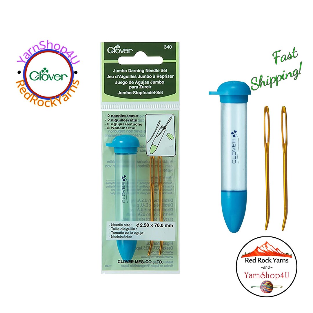 Jumbo Darning Needles by Clover With Screw Top Case. Features a Large ...