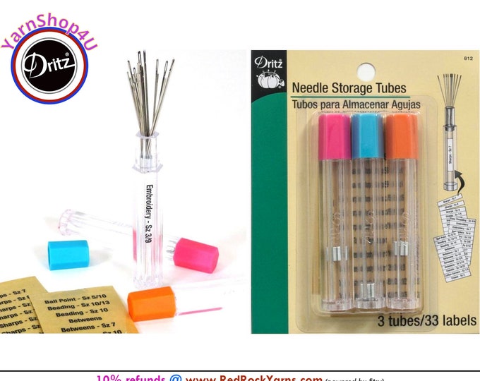 Needle Storage Tubes 3 Clear Hexagon Shaped Tubes per Pack. Cap Color ...