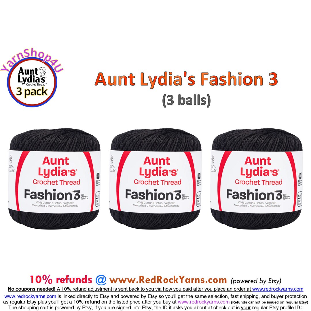 BLACK Fashion 3 Size Aunt Lydia Crochet Thread. One 3 Pack of Aunt ...