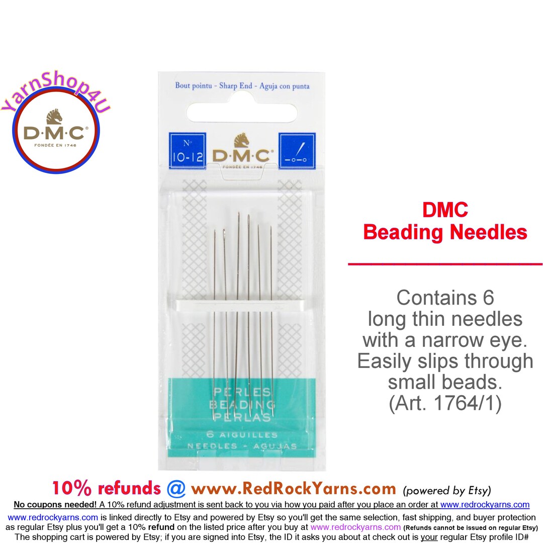 DMC BEADING NEEDLES Sizes 10-12 Has 6 Needles per Package. Thin Needles ...