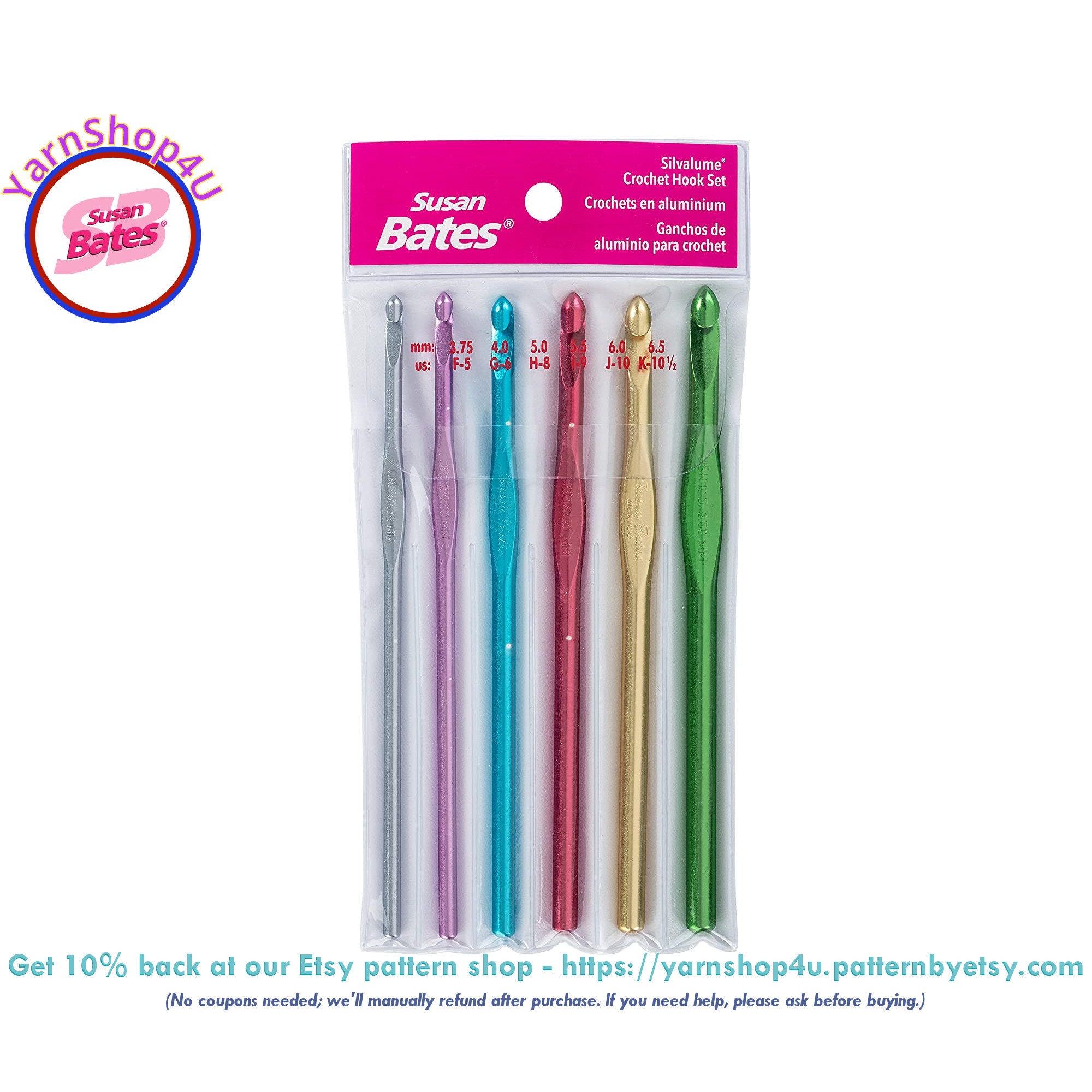 6pc Sizes F-K. Susan Bates Crochet Hook Set in a Vinyl Carry - Etsy