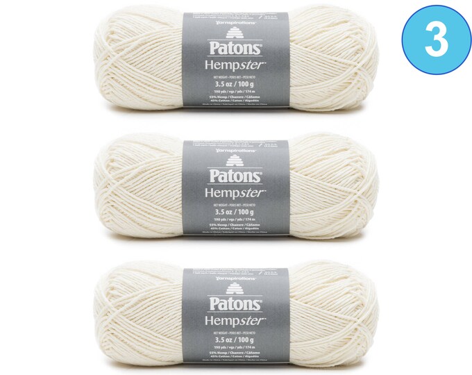 WHITE SAND 3 Pack Patons Hempster 55/45% Hemp/cotton Blend. 3 Dk/light ...