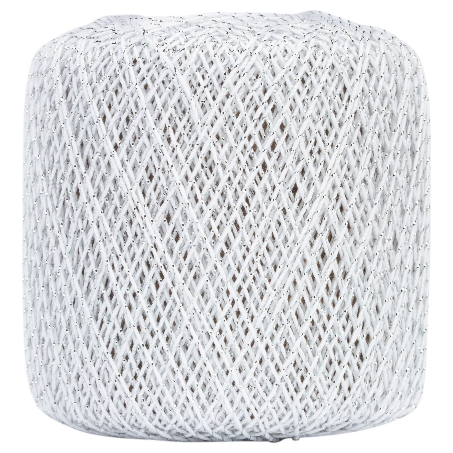 WHITE / SILVER Aunt Lydia's® Cotton Metallic Crochet Thread. 100 Yards ...