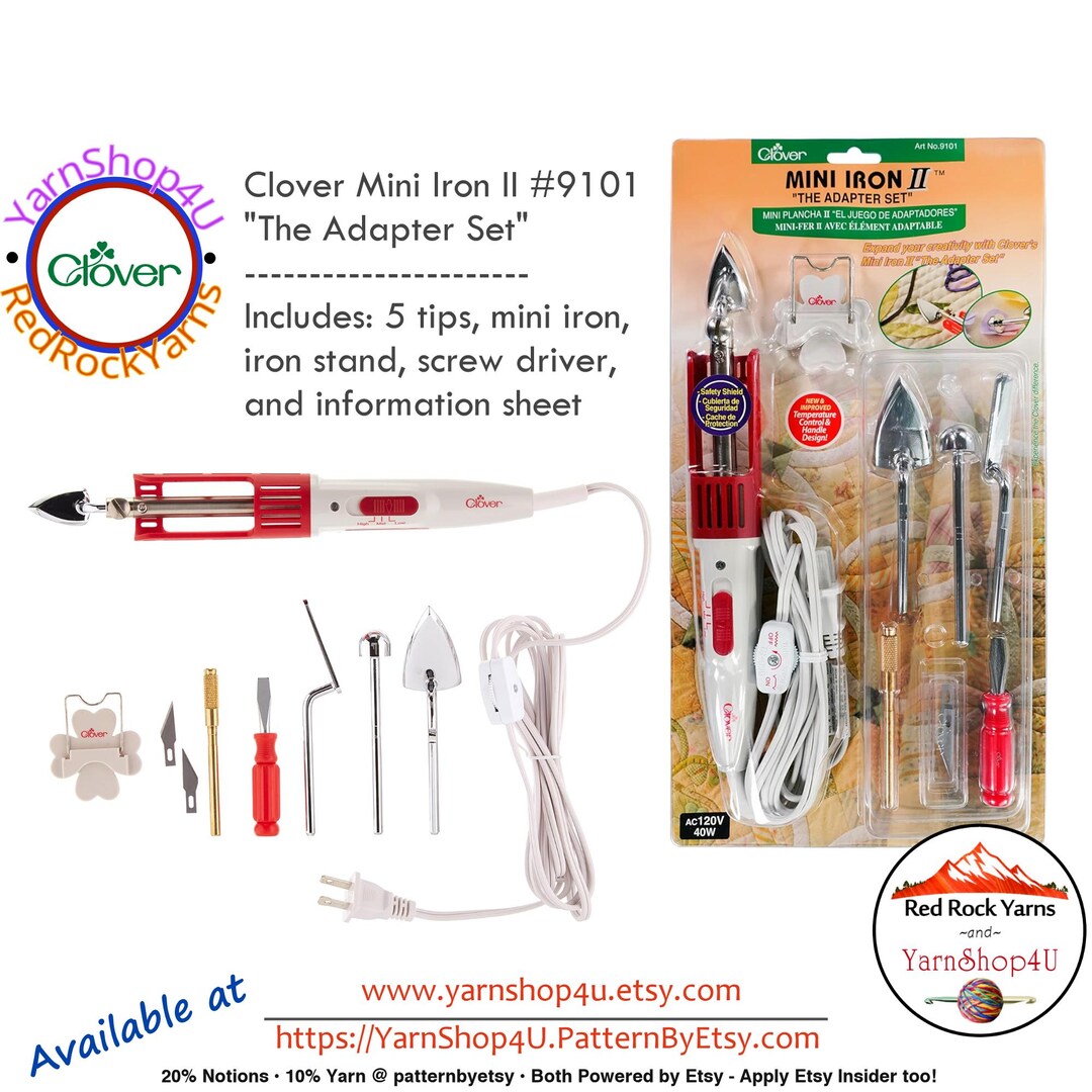 Clover Mini Iron II the Adapter Set Includes 5 Tips, Iron, Stand. for ...