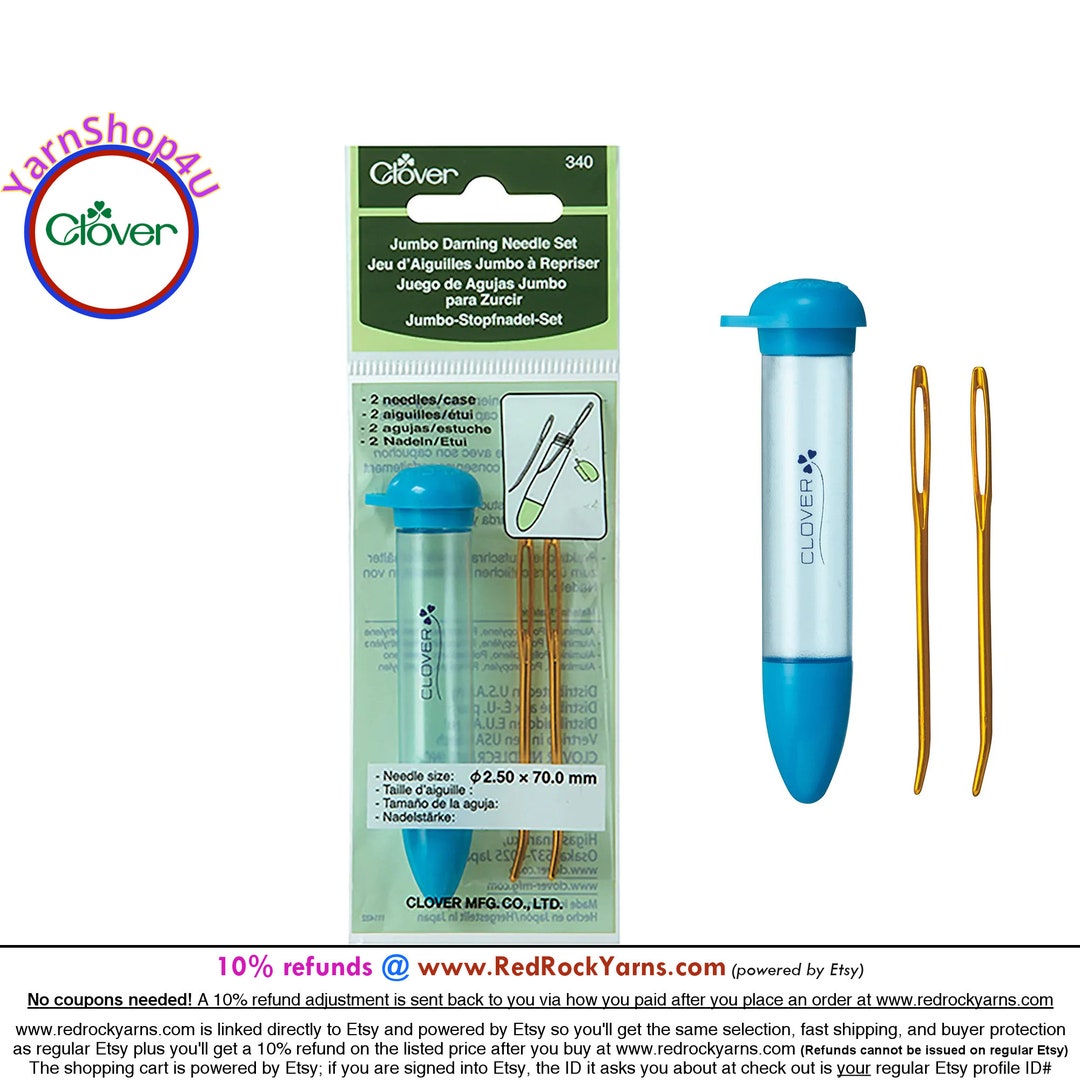 Jumbo Darning Needles by Clover With Screw Top Case. Features a Large ...