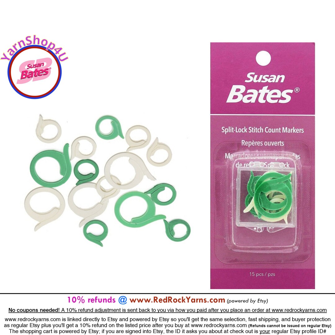 15 Split Lock Stitch Count Markers. Susan Bates. 2 Sizes and 2 Colors ...
