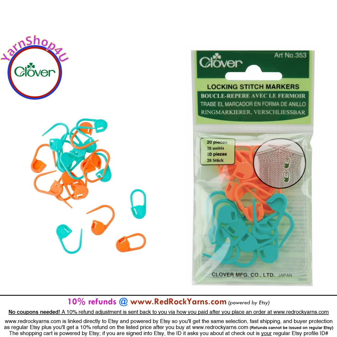 Clover Locking Stitch Markers - 20 Coiless Plastic Safety Pin Stitch ...