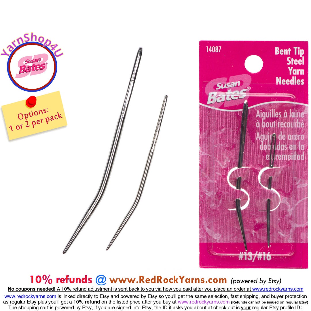 Susan Bates Steel Yarn Needles Sizes 13 and 16. (2 Pack) Metal Tapestry ...