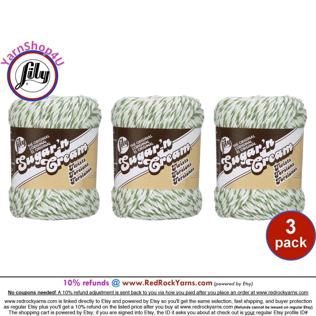 GREEN TWISTS 3 Pack! 2oz | 95yds Each. Lily Sugar'n Cream Twists. 100% ...