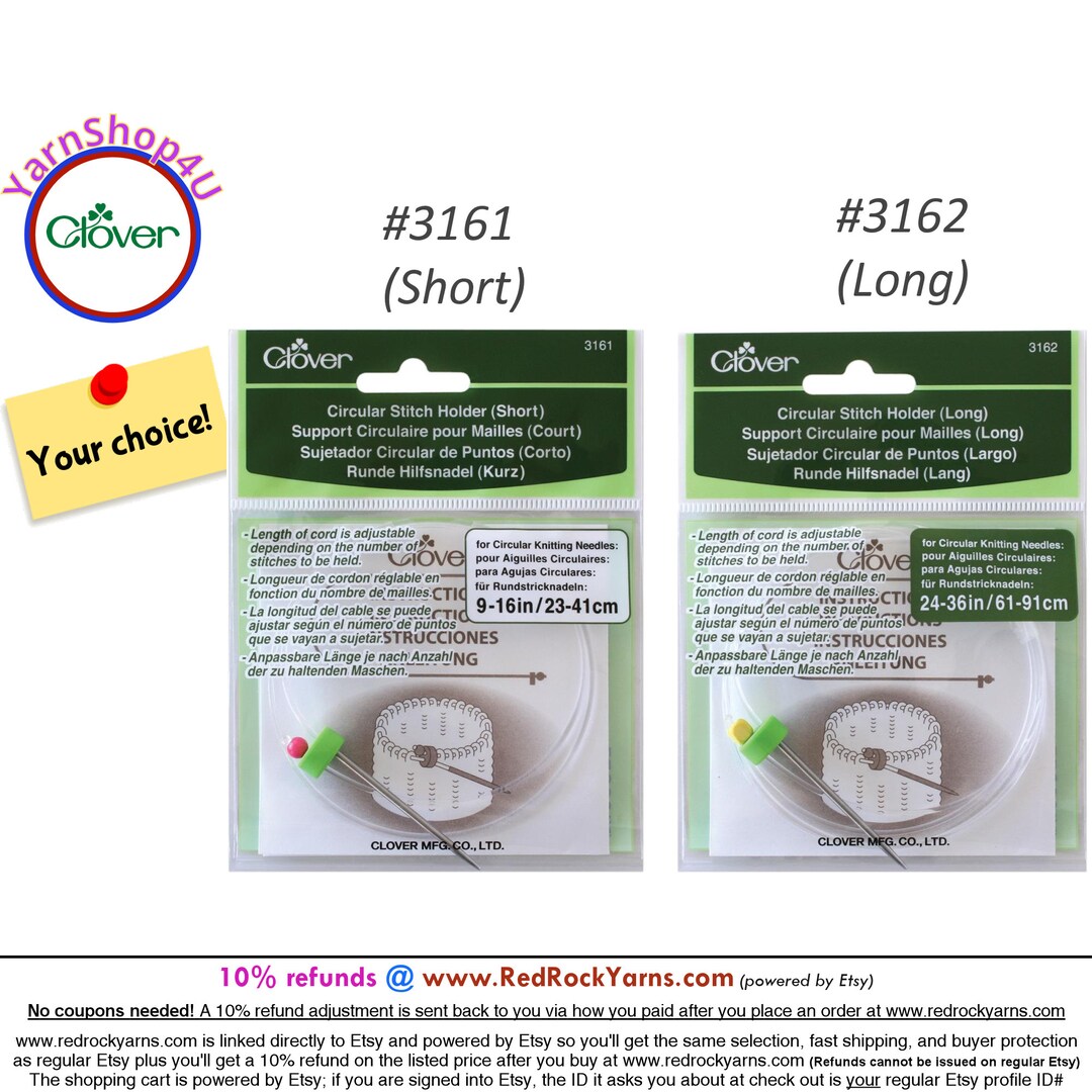 Circular Stitch Holders by Clover. Long or Short. Adjustable: Short is 9- 16" and Long 24-36 ...