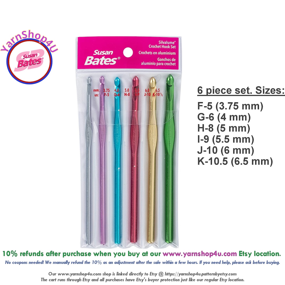 6pc Sizes F-K. Susan Bates Crochet Hook Set in a Vinyl Carry - Etsy