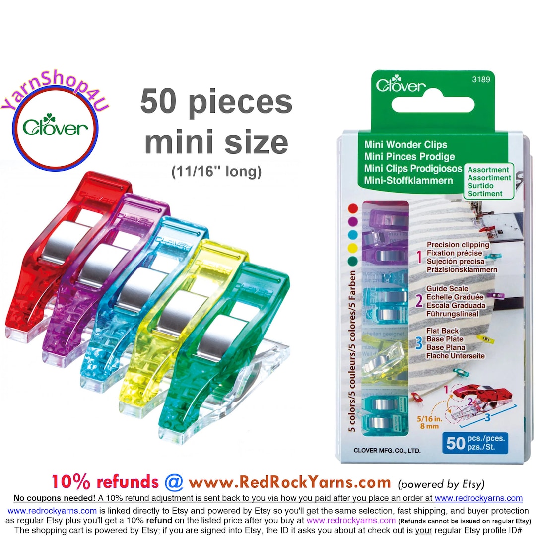Mini Wonder Clips 50 Pcs in Assorted Colors. 11/16" Long and Open Wide ...