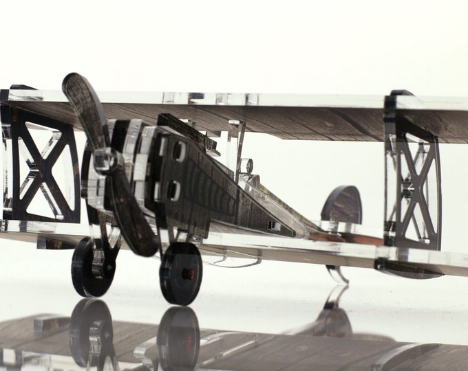 Airplane 3D Model, WWII Biplane, Rustic Wood Textures, Weathered, Art ...