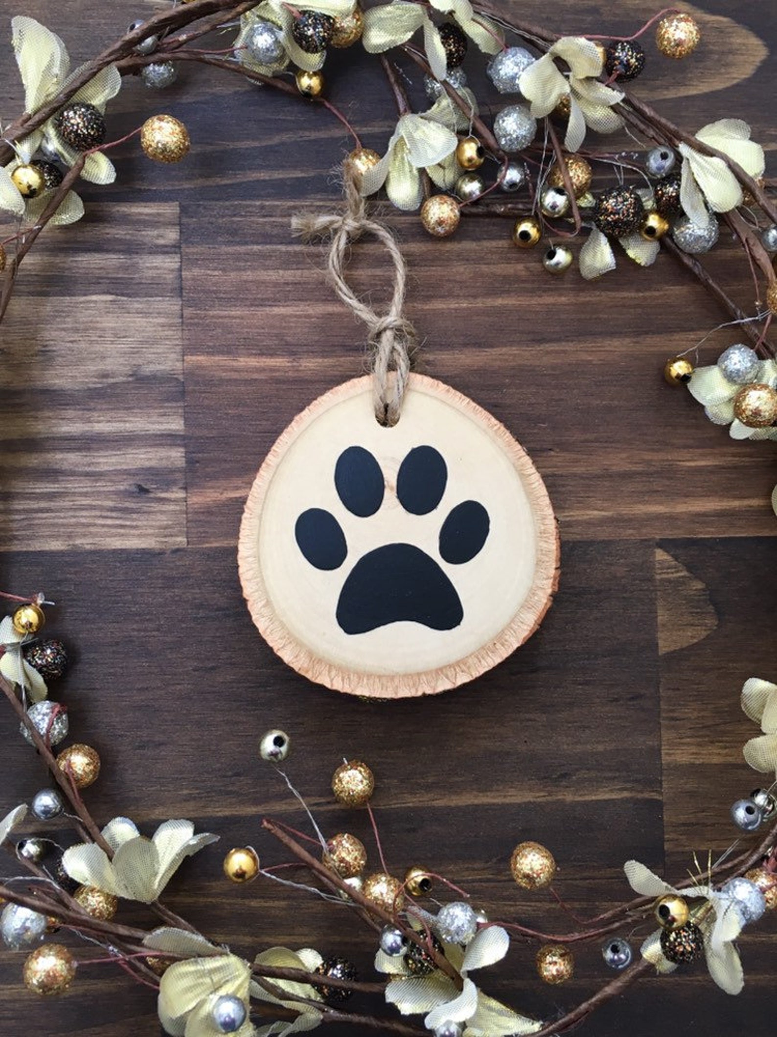 Wood Slice Paw Print Ornament Pet Ornament Dog Ornament Dog - Etsy