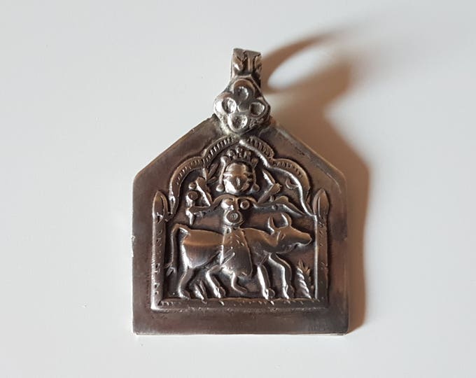 Rajasthan Silver Durga Amulet, Rajasthan Hindu Amulet, Rajasthani Maa ...