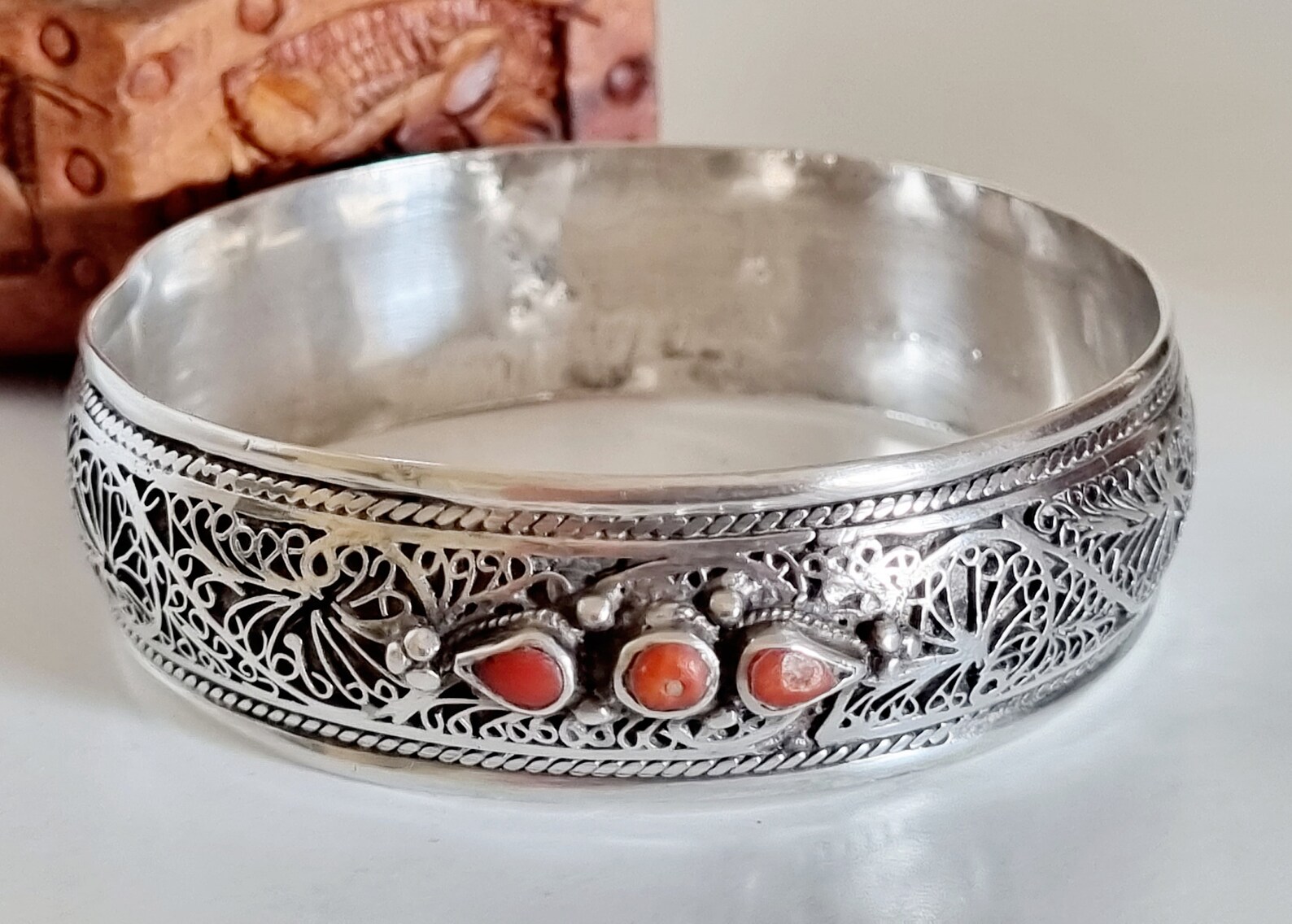 Nepal Vintage Nepali Sterling Silver Cuff With Old Corals - Etsy