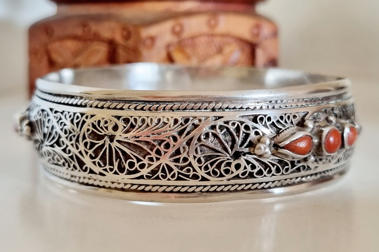Nepal Vintage Nepali Sterling Silver Cuff With Old Corals - Etsy