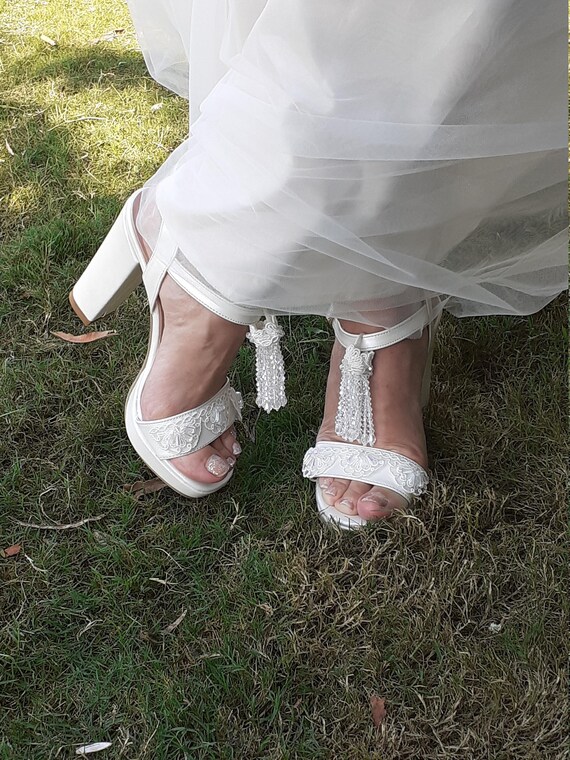 Ivory Lace Wedding Shoes High Heels Wedding Shoes With - Etsy