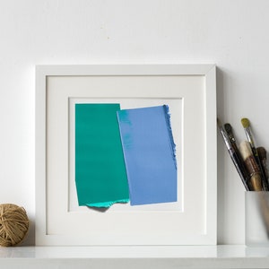 Minimalist Cold Colors Painting, Original Framed Artwork for Wall ...