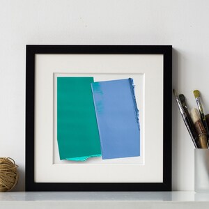 Minimalist Cold Colors Painting, Original Framed Artwork for Wall ...