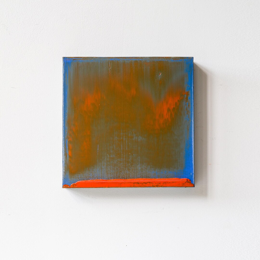 Original Abstract Oil Painting: Earth Tones With Blue & Orange - 10x10 ...