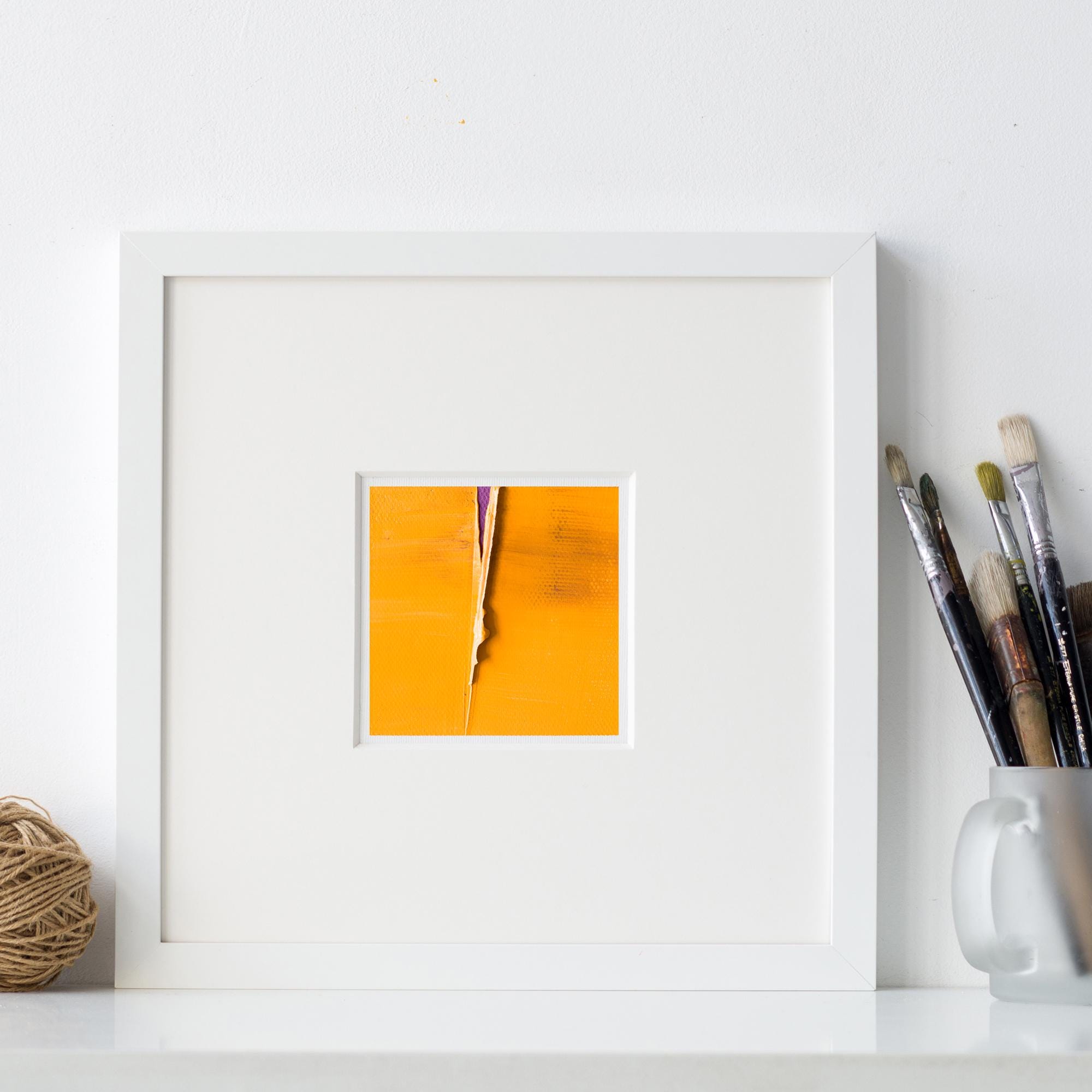 Yellow Abstract Oil Painting: Textured Minimalist Art, 4x4" - Etsy