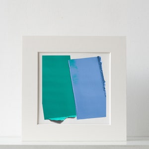 Minimalist Cold Colors Painting, Original Framed Artwork for Wall ...