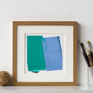 Minimalist Cold Colors Painting, Original Framed Artwork for Wall ...
