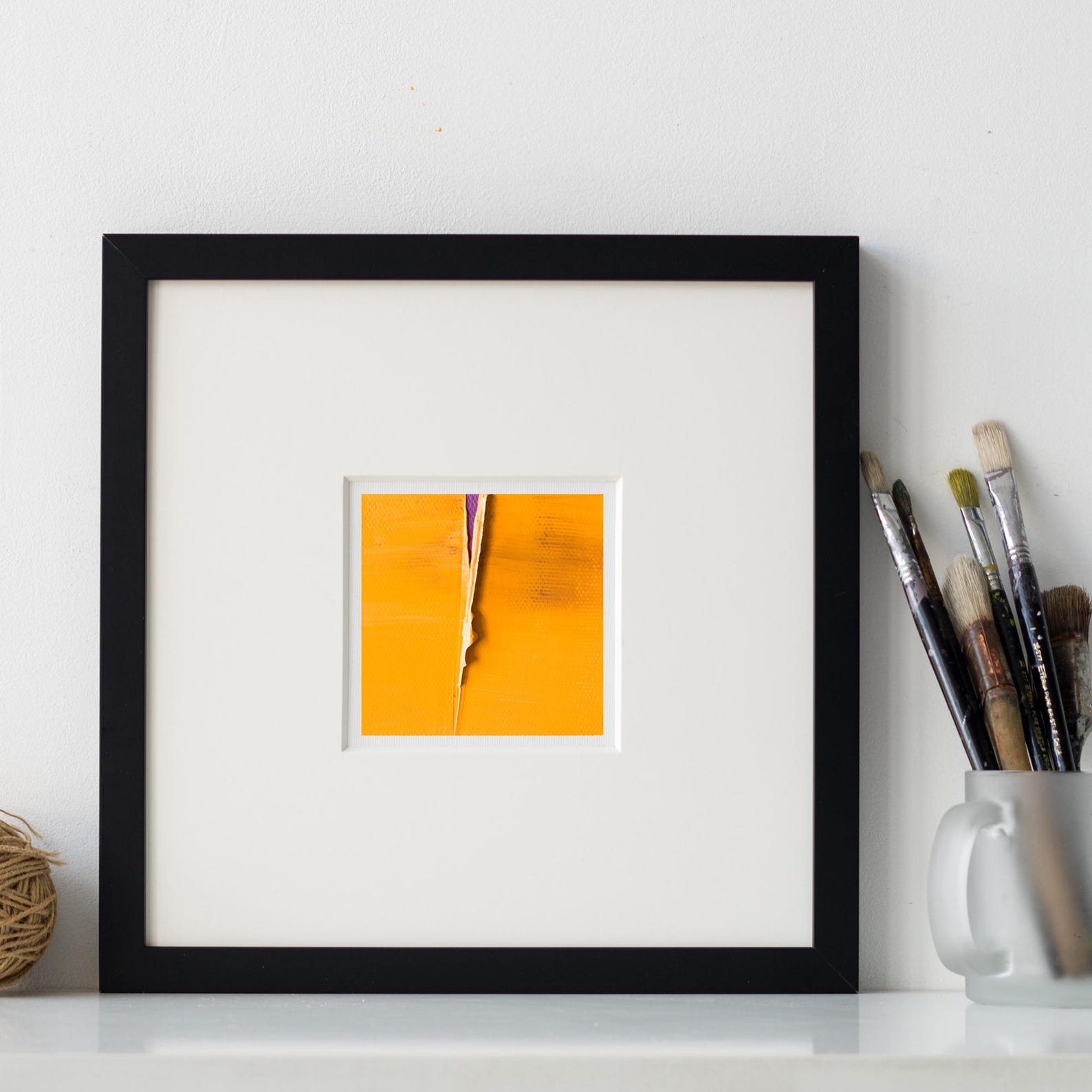 Yellow Abstract Oil Painting: Textured Minimalist Art, 4x4" - Etsy