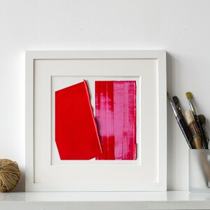 Small Red Colors Painting for Home Gallery Wall, Original Framed ...