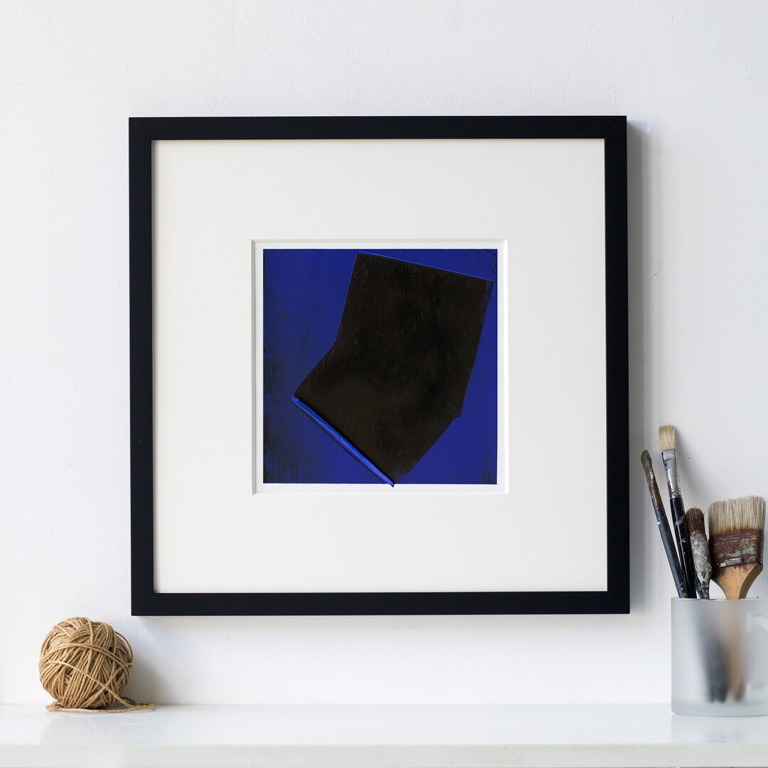 Original Abstract Blue Painting on Small Canvas, Minimalist Artwork for ...