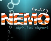 Items similar to Finding Nemo Alphabet Clipart, Digital Alphabet, Nemo ...