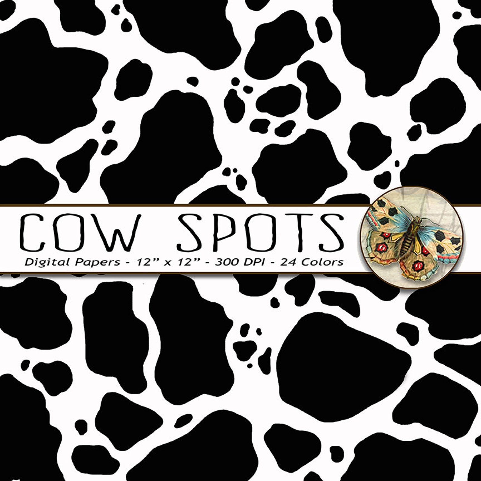 Cow Print Digital Paper Cow Print Paper for Scrapbooking Cow | Etsy