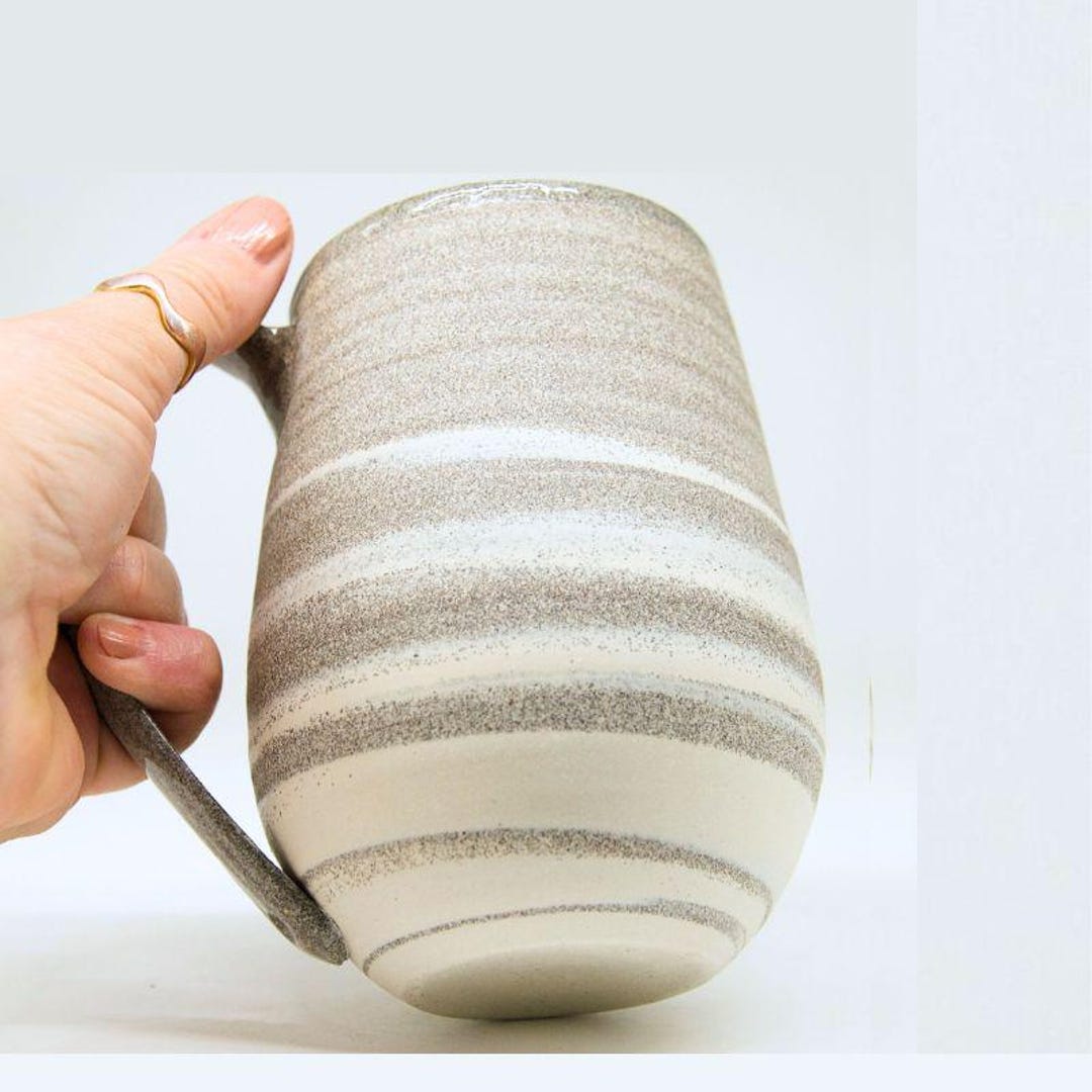 Large Mug 500 Ml - Ceramic Handmade Pottery in White and Gray Mixed ...