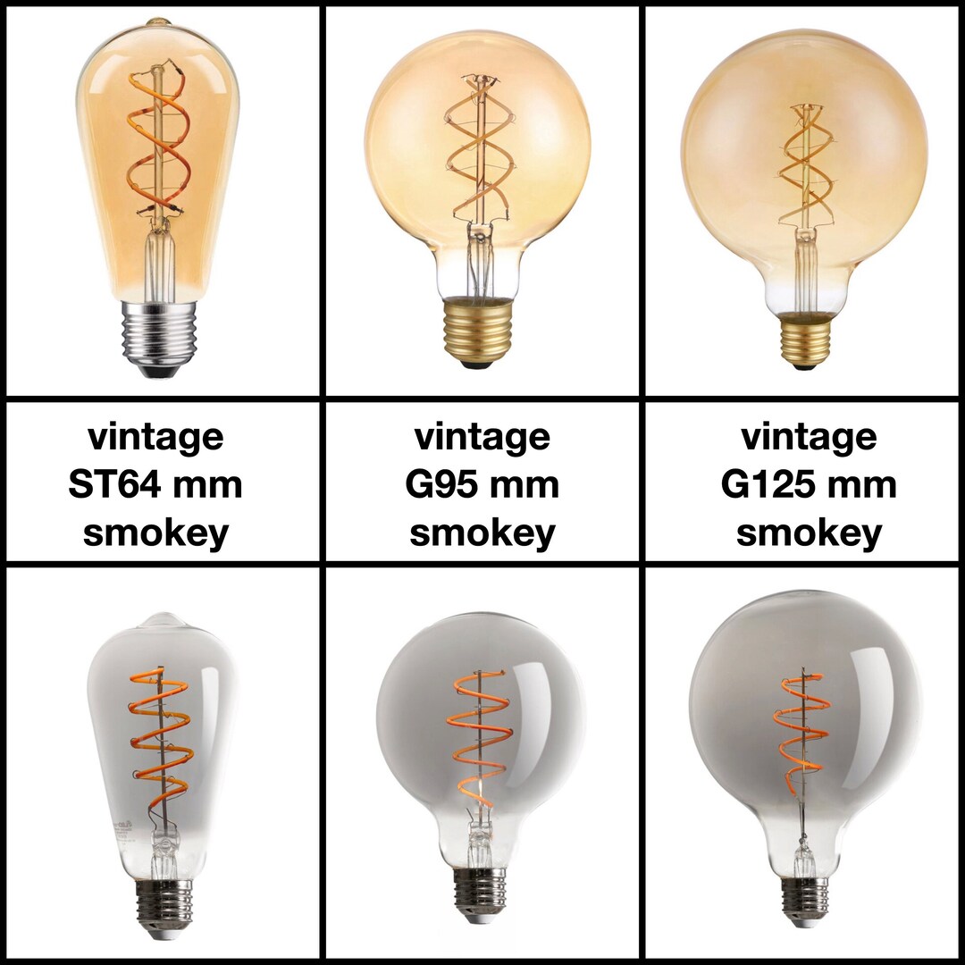 Light Bulb ST64, G95 or G125 Led in Vintage or Smokey - Etsy