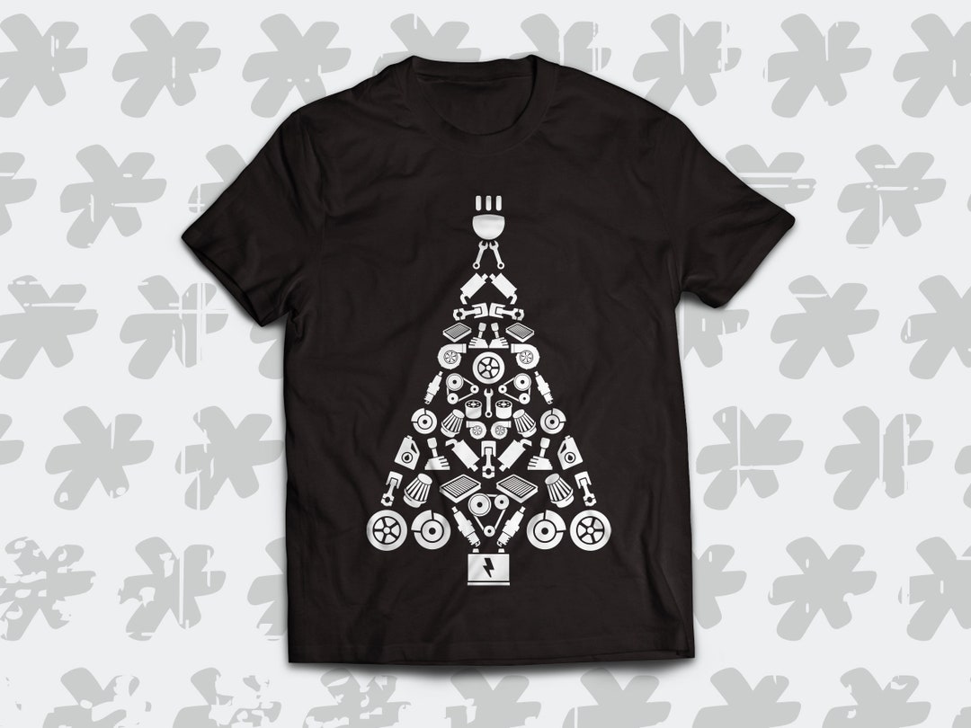 Car Parts Christmas Tree Shirt. Perfect Winter Season Automotive Gift ...