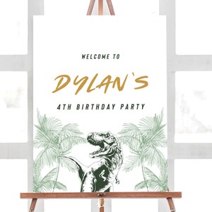 Dinosaur Welcome Sign, T Rex Birthday Sign, Jurassic Tyrannosaurus ...