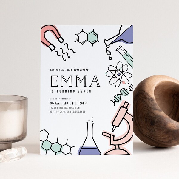 Science Birthday Invitation - Etsy