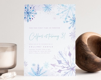 Modern Winter Birthday Invitation Winter Wonderland Winter Princess ...