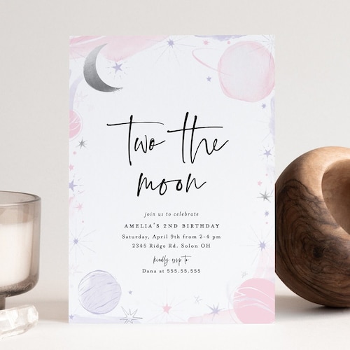 Editable Two the Moon Invitation 2nd Birthday Template - Etsy