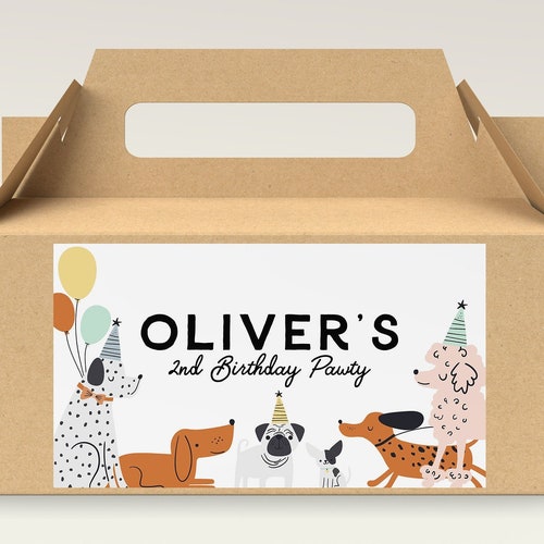 Editable Puppy Carrier Box Favor Label Puppy Birthday Favor - Etsy